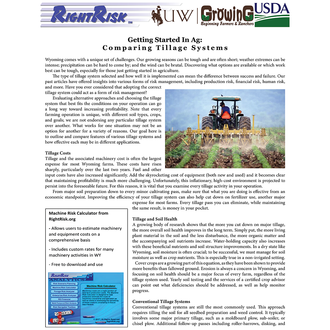Getting Started In Ag: Comparing Tillage Systems | RightRisk.org/News