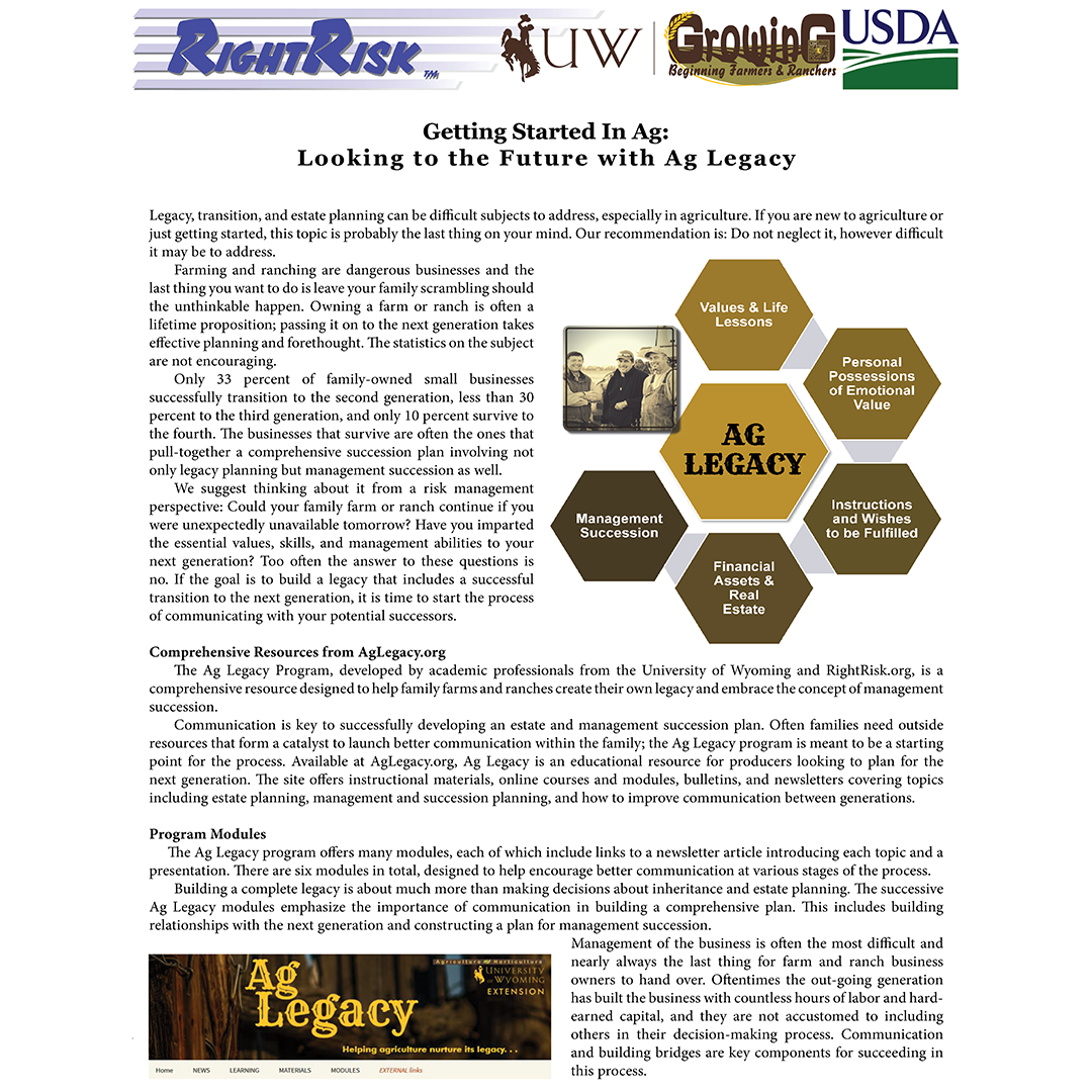 Getting Started In Ag: Looking to the Future with Ag Legacy | RightRisk.org/News